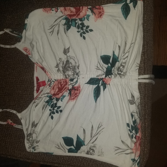 Guess | Tops | Guess Floral Crop Tank With Gathered Drawstring | Poshmark